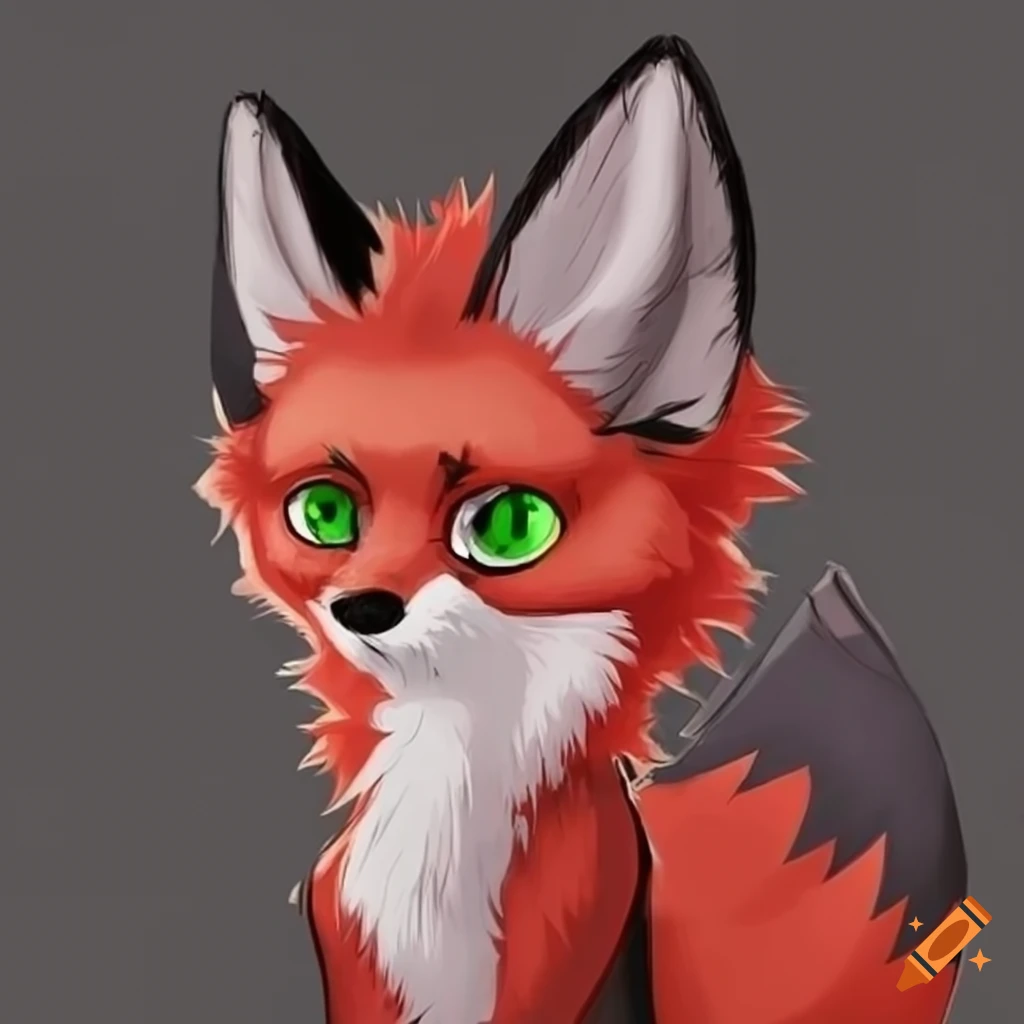 Fox fursona with red and black colors on Craiyon