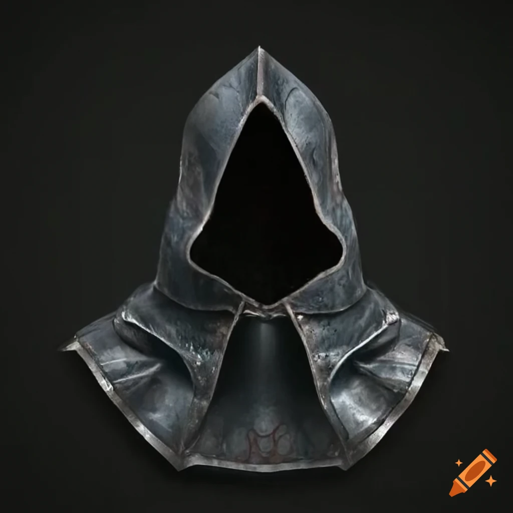 Front view of a detailed, magical fantasy empty cowl in medieval style ...