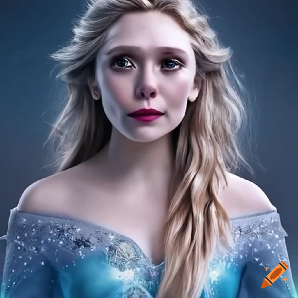 Imagining elizabeth olsen as elsa in frozen on Craiyon