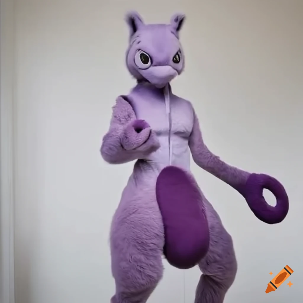Nurse in full body mewtwo fursuit mascot costume at hospital on Craiyon