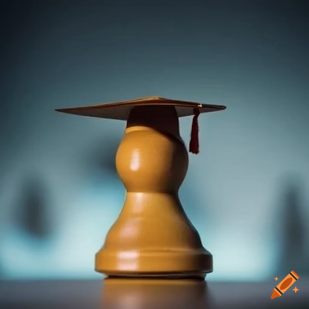 Chess pawn with a graduate hat on Craiyon