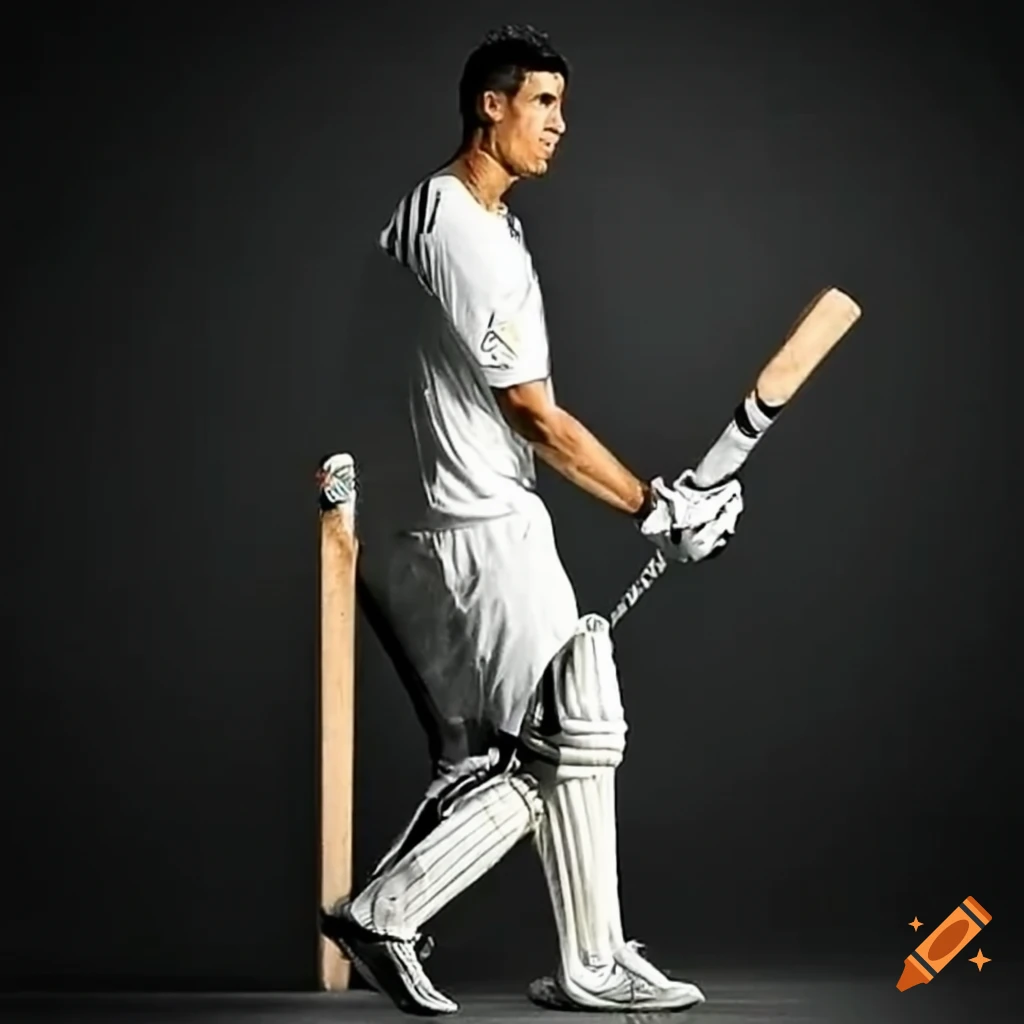 Cristiano ronaldo playing cricket on Craiyon