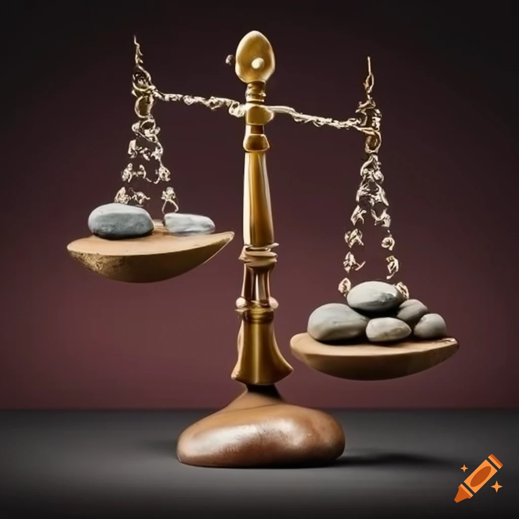 Balance scale with stones on Craiyon
