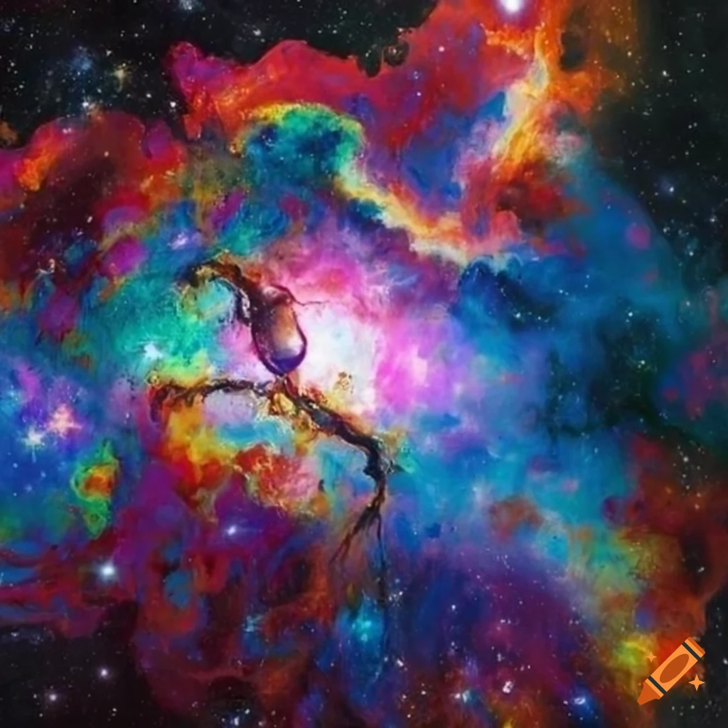 Impressionist cosmic nebulas and colorful gases in space on Craiyon