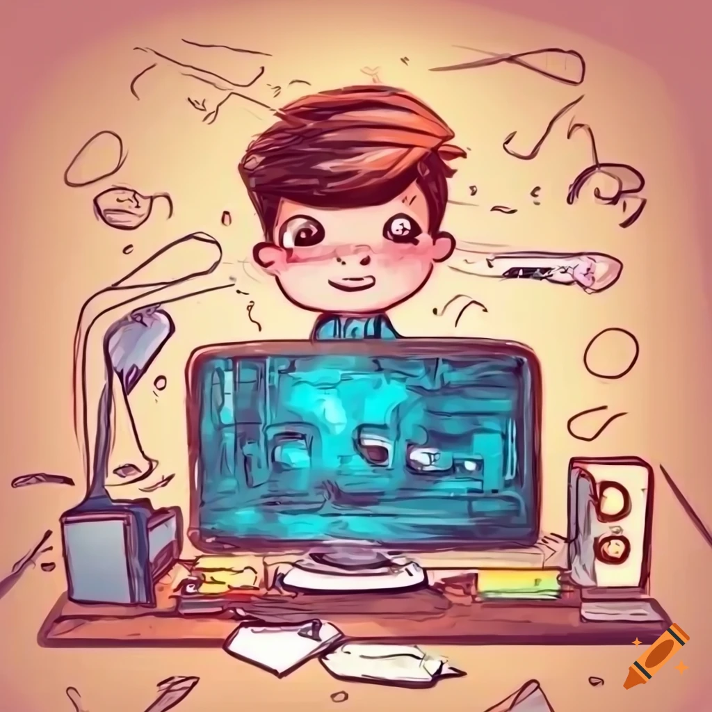 Focused engineer tweaking computer parts on a messy desk on Craiyon