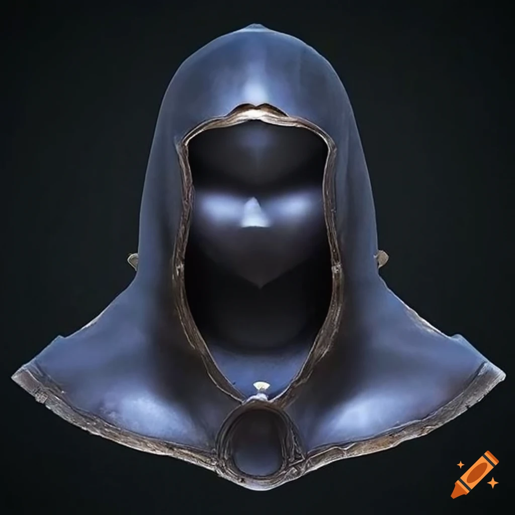 Detailed front view of a light magical fantasy empty cowl in medieval ...