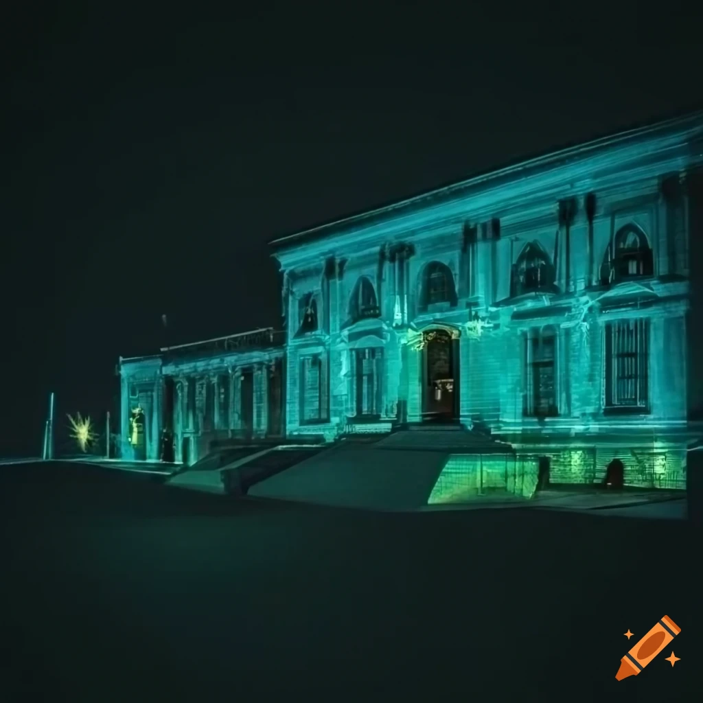 Nighttime scene in a museum on Craiyon