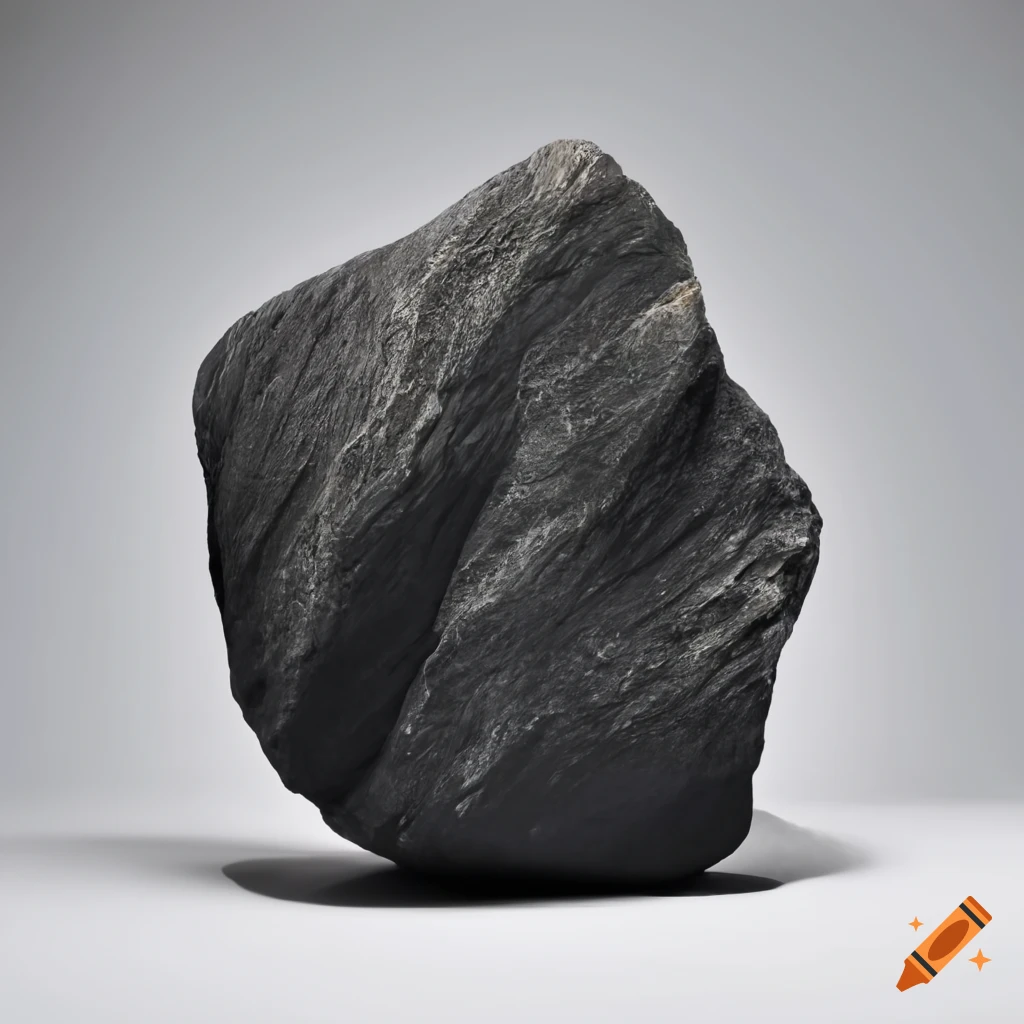 Black rock boulder in a dark setting on Craiyon