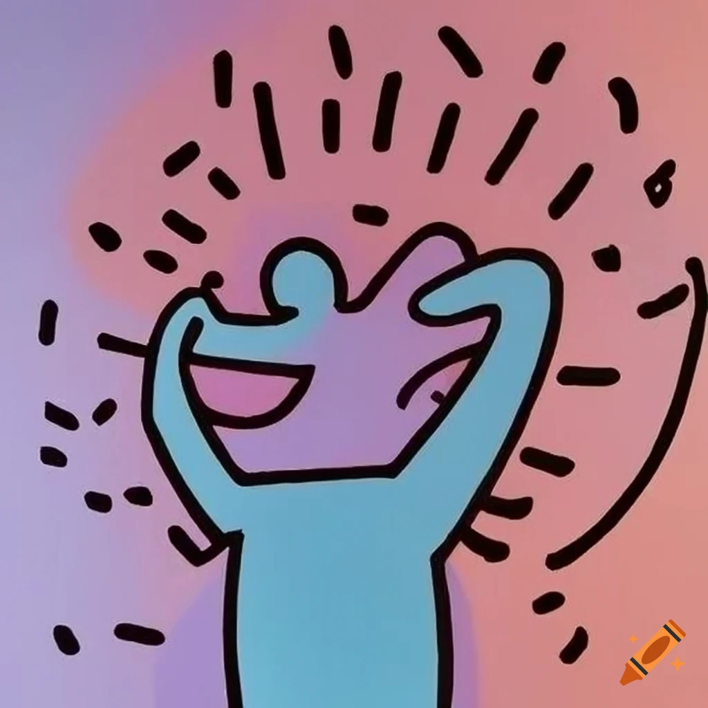 Smilie japanese ink art inspired by keith haring in iconic style on Craiyon