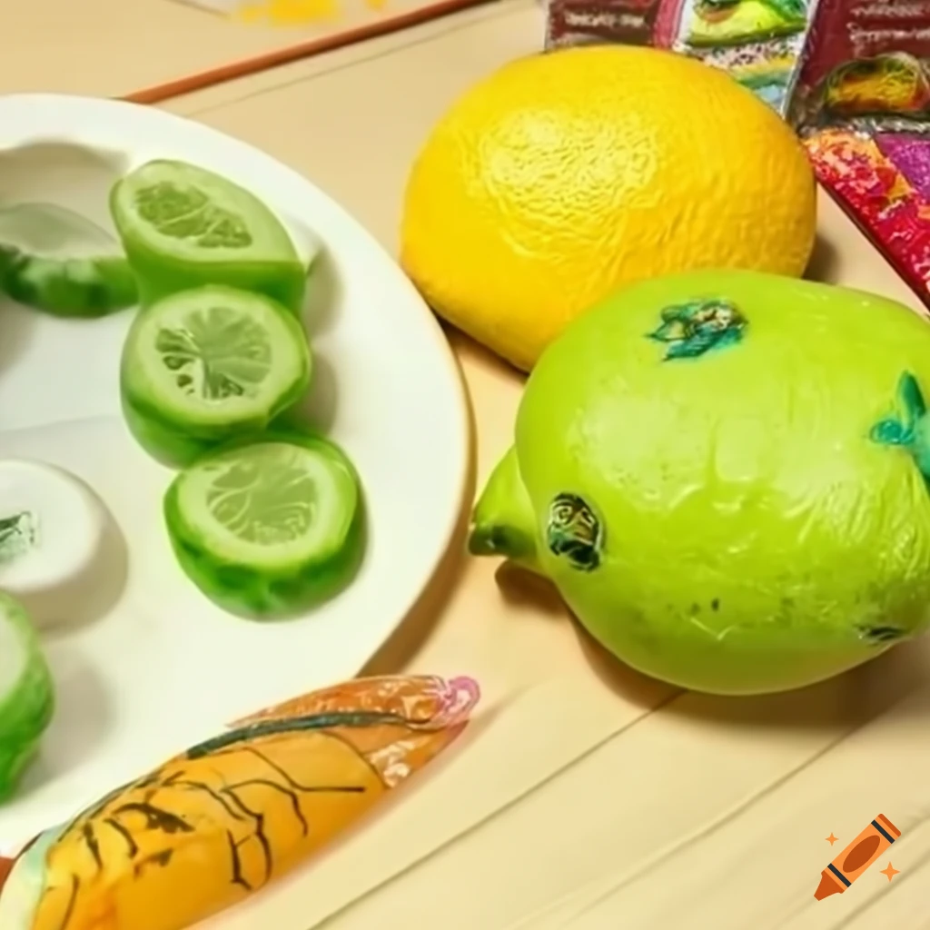 Mythical creatures and mutant omega mart lemon fruit monster in a ...