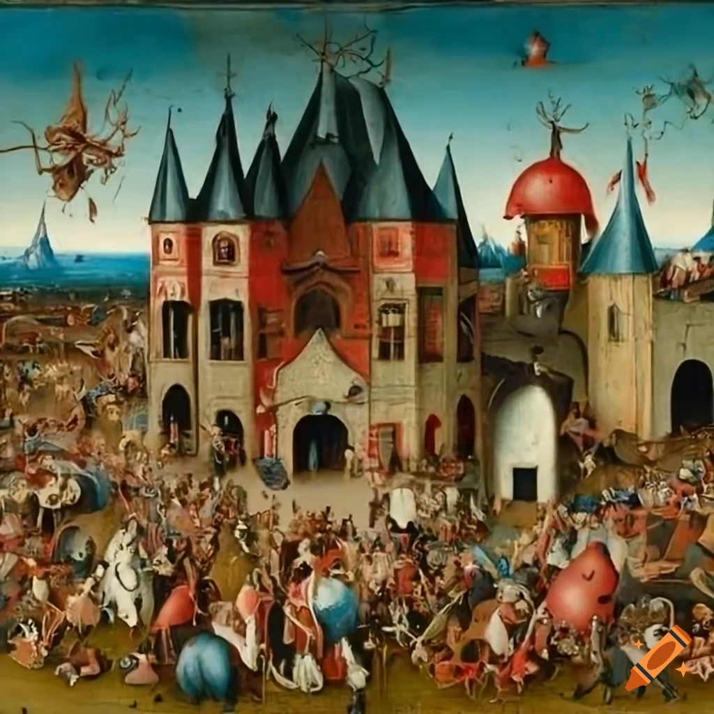 Carnival scene inspired by hieronymus bosch's style on Craiyon