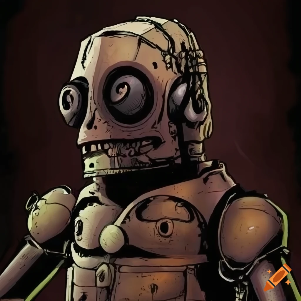 Apocalyptic robot comic book on Craiyon