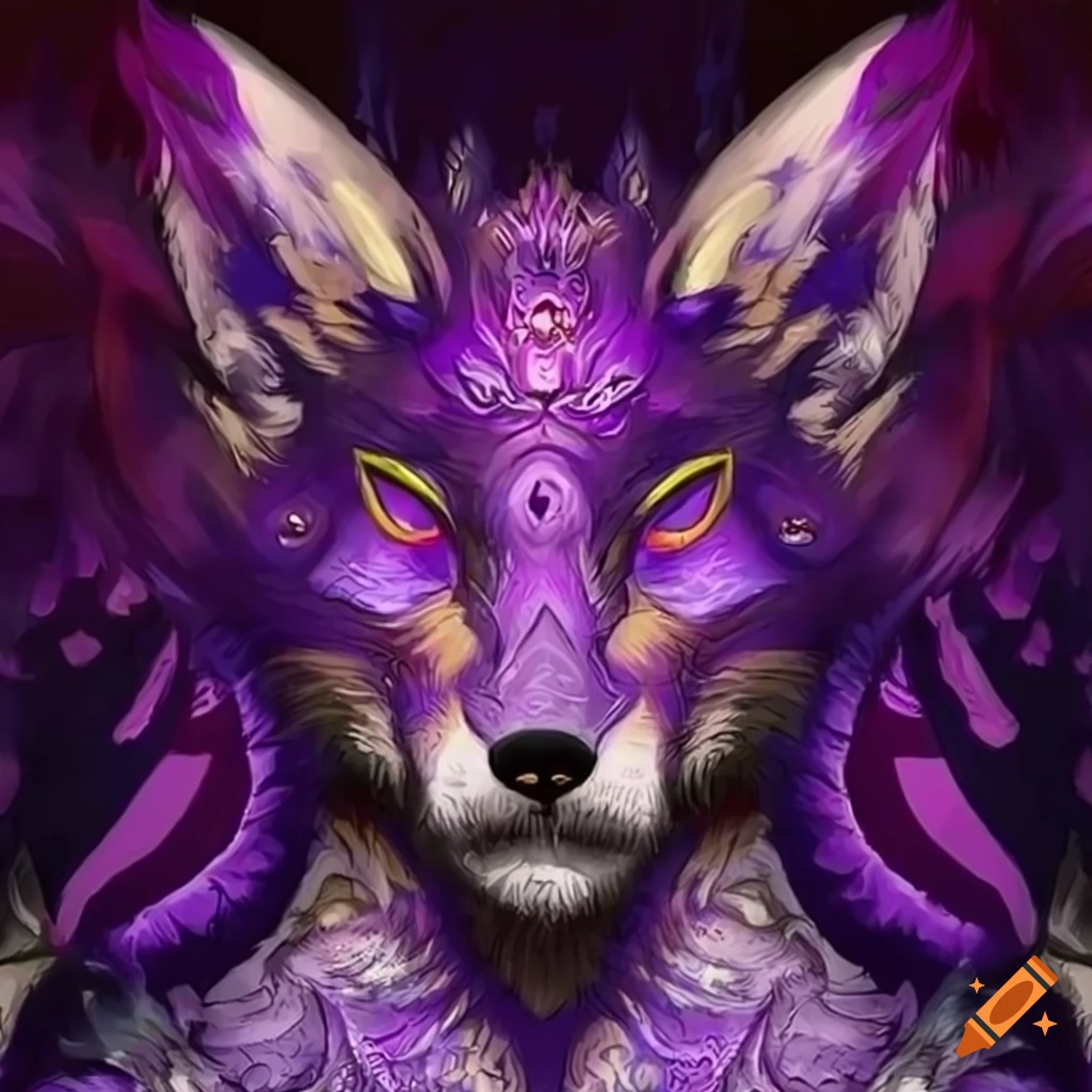Illustration of Prince Fulgrim with purple fox traits on Craiyon