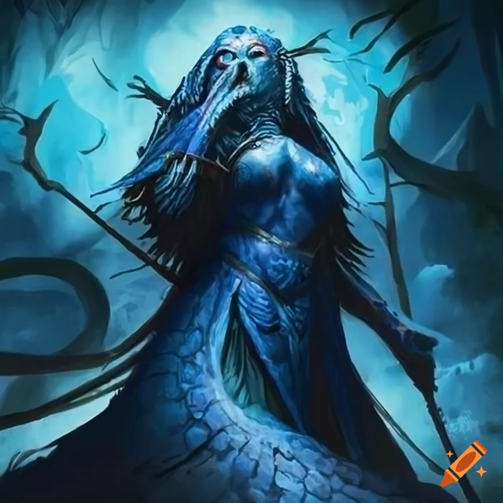 Big blue avatar creature depicted in fantasy art style on Craiyon