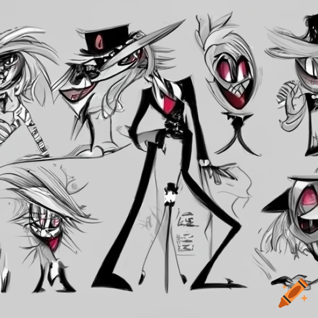 Hazbin hotel original character with red and black theme, wired eyes on ...