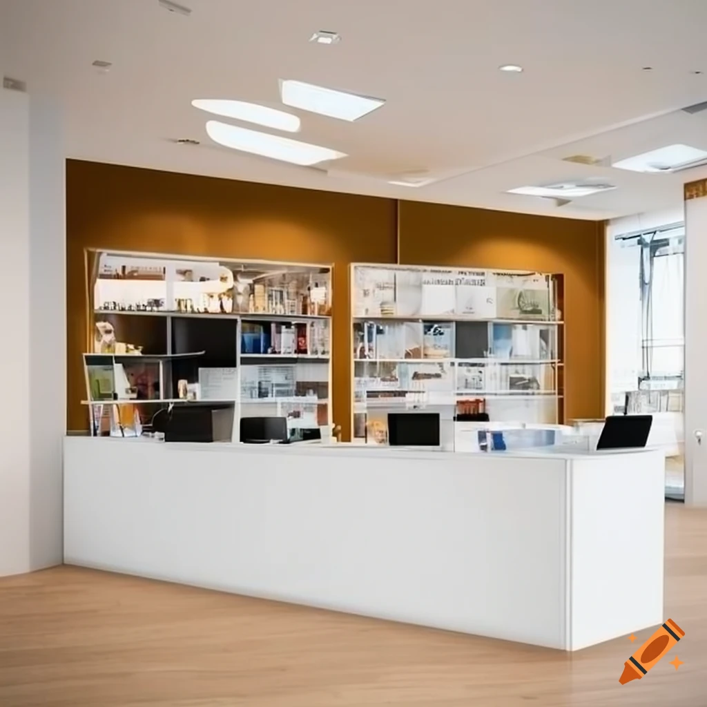 Modern bright interior of a retail printing shop with a graphic ...