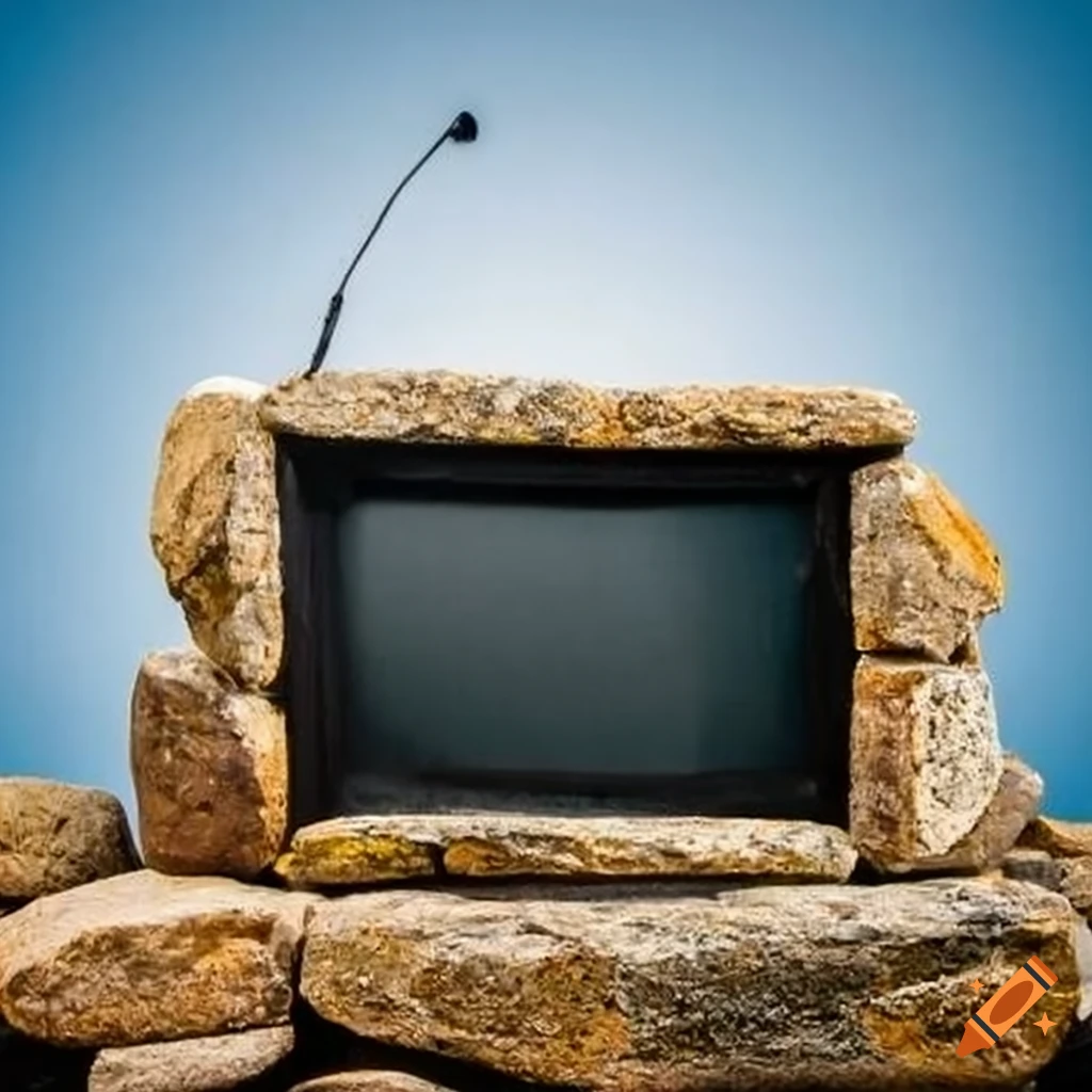 Stone television made with stones on Craiyon