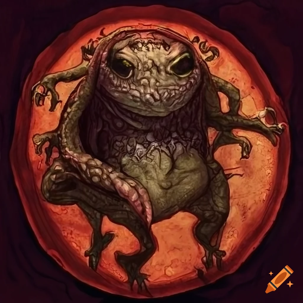 Lovecraftian hell-frog creature on Craiyon