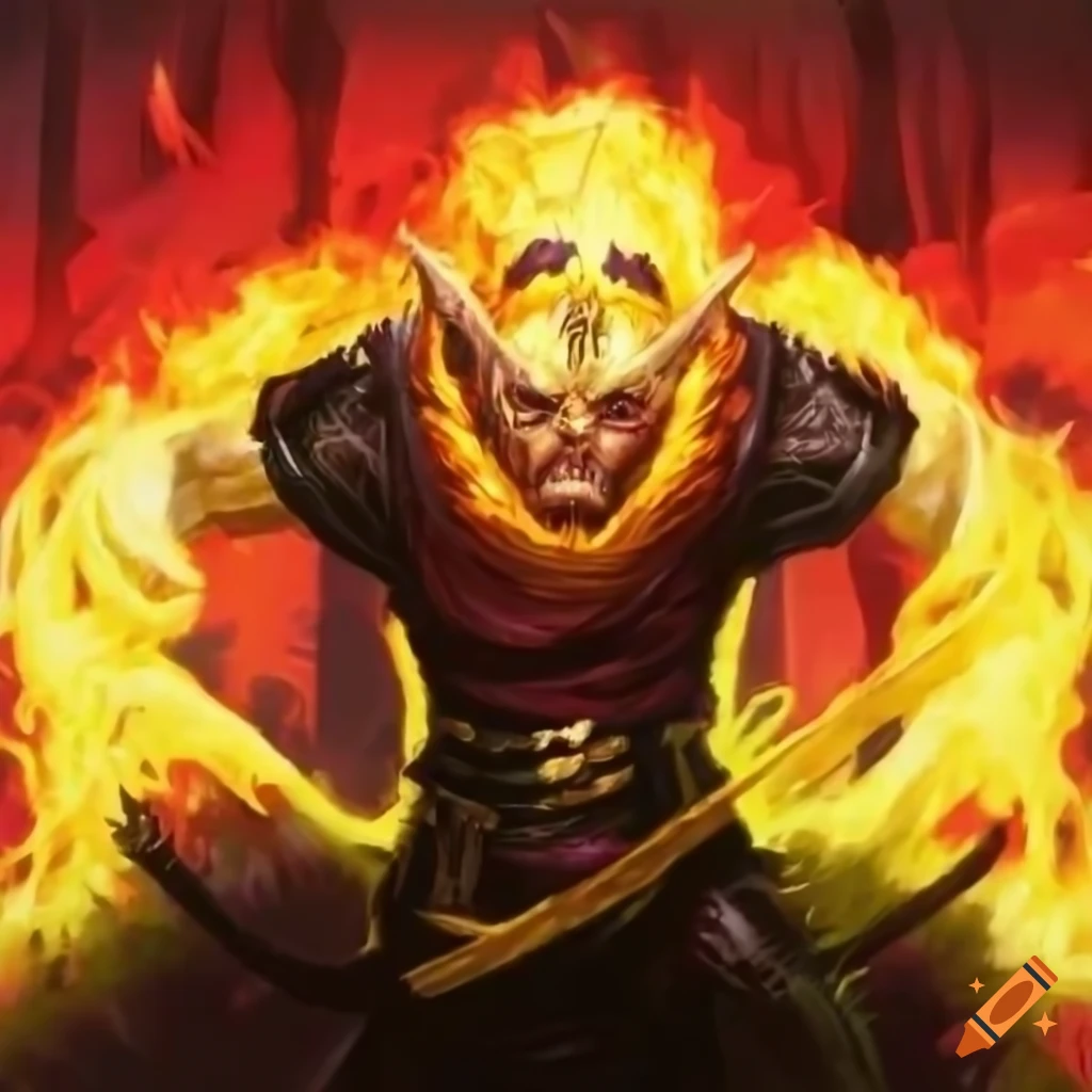 Sulfur fire shock sorcery in MTG art style on Craiyon