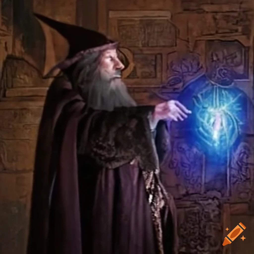 Wizard casting a magic spell on Craiyon