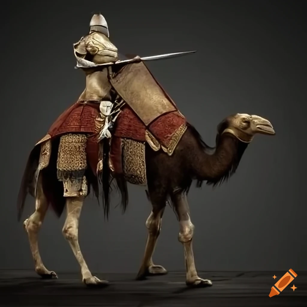 Knight on camel with sword and shield on Craiyon