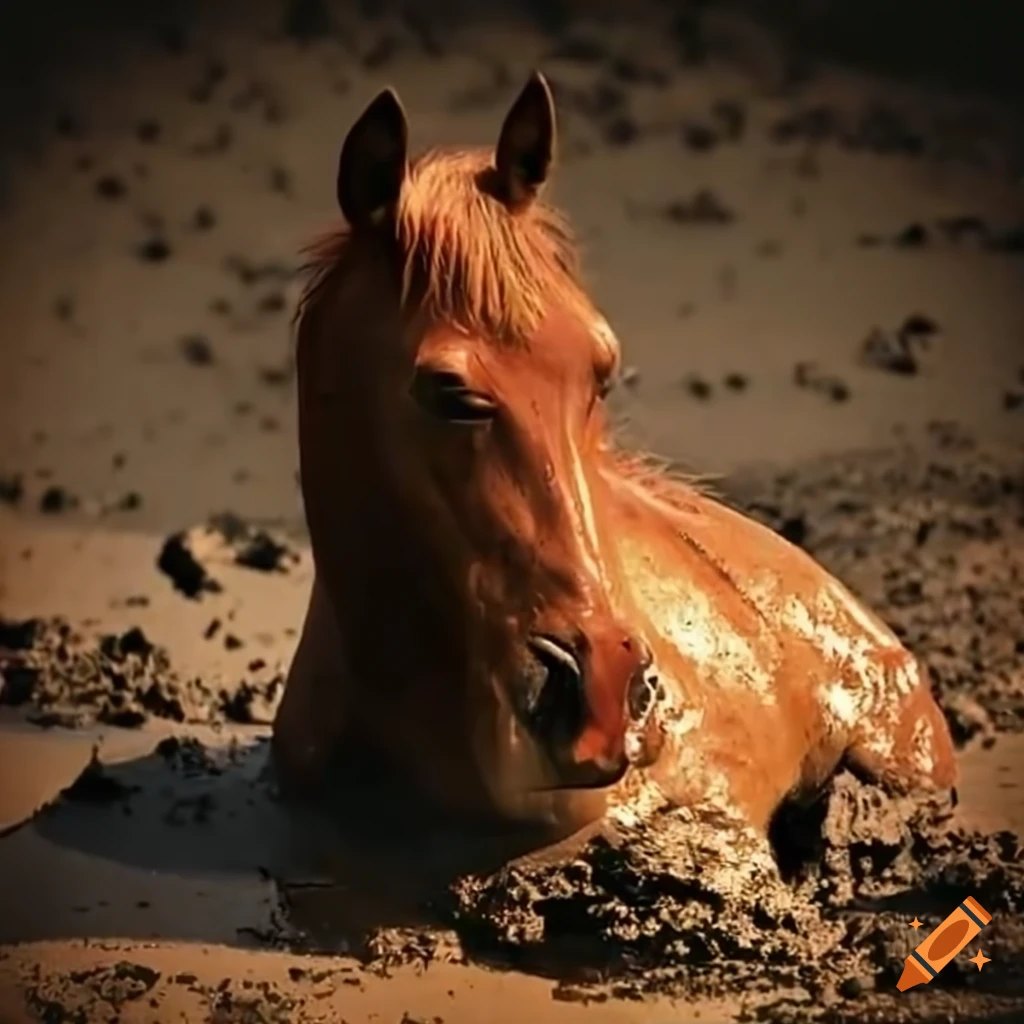 Horse sinking into mud on Craiyon