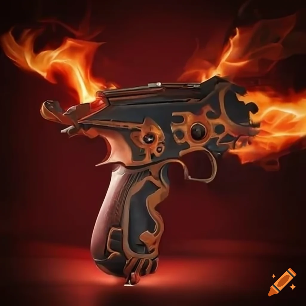 Flaming sword pistol hybrid on Craiyon