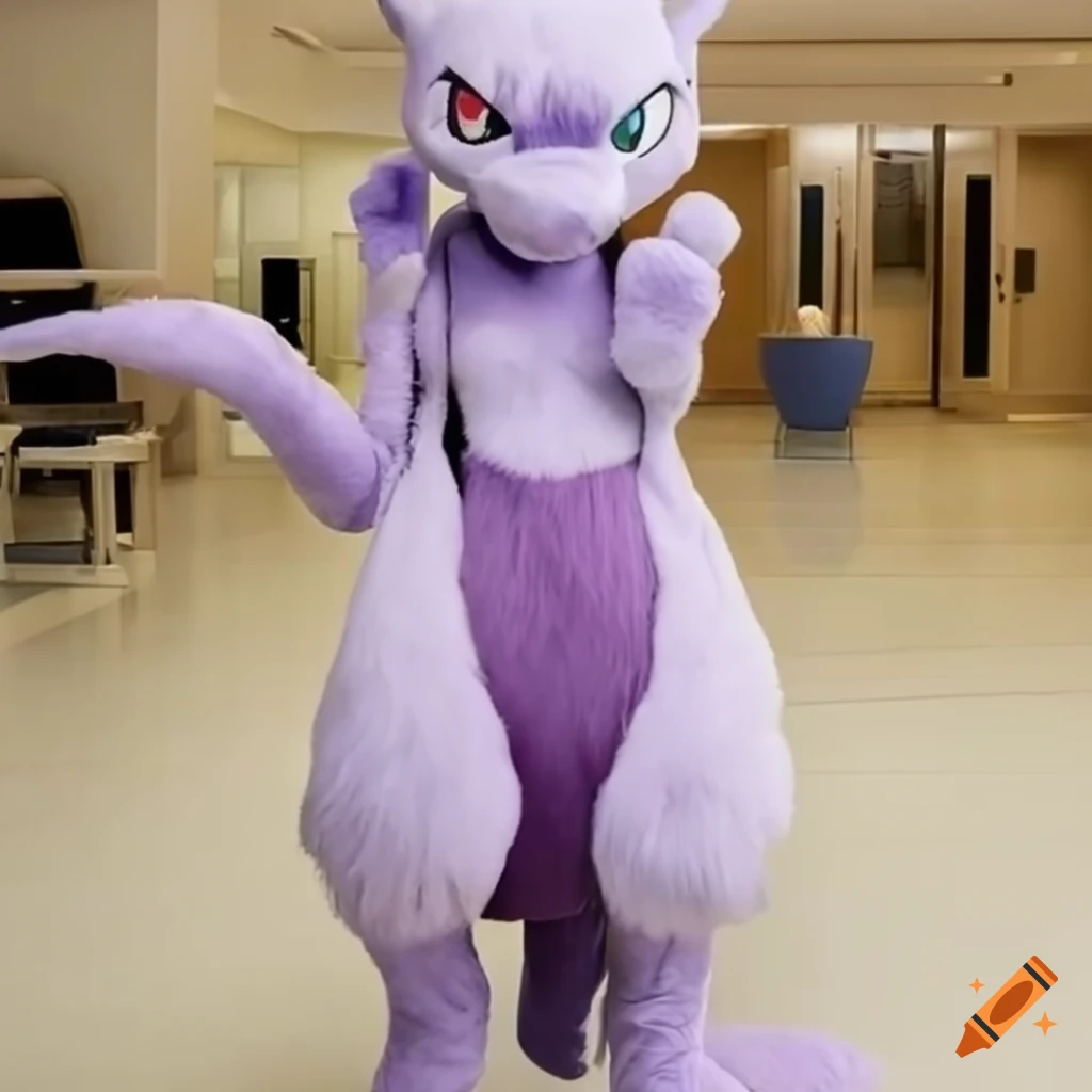 Nurses wearing mewtwo fursuit mascot costumes at hospital on Craiyon