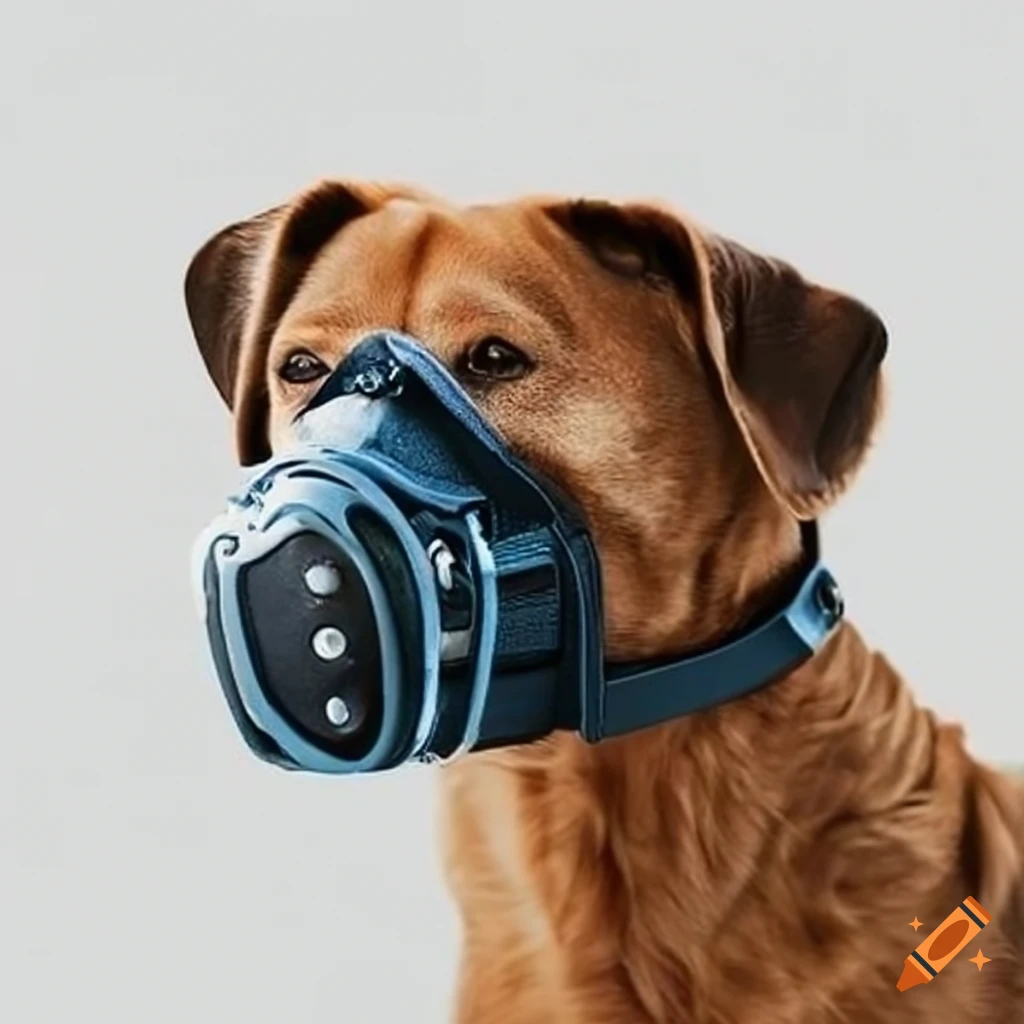 Retractable dog muzzle kept in collar on Craiyon