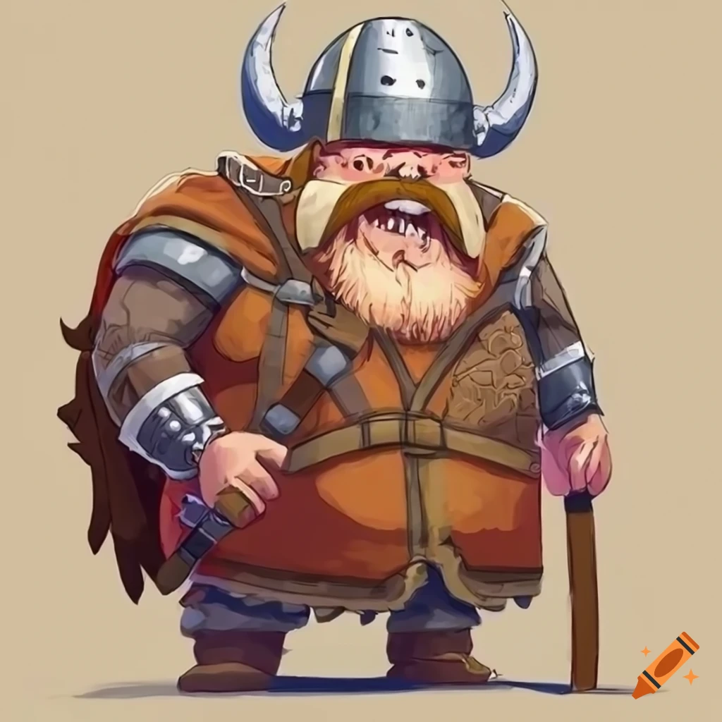 Chubby funny-looking viking in casual gear on Craiyon