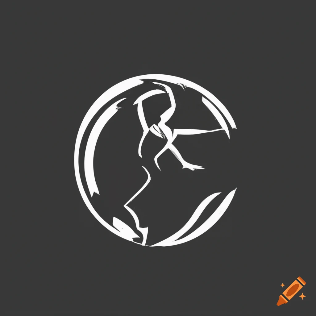 Monochrome gym logo design representing power and movement on Craiyon