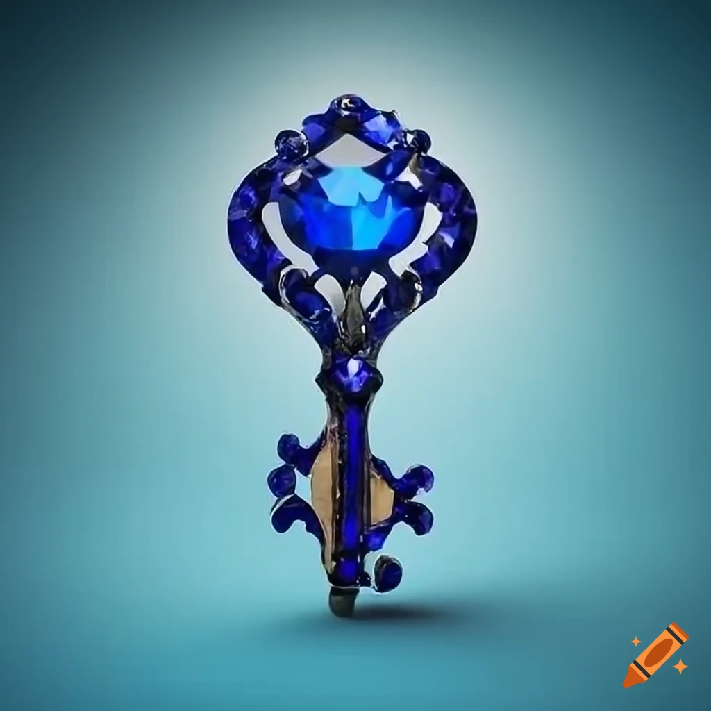 Elegant blue sapphire key on Craiyon