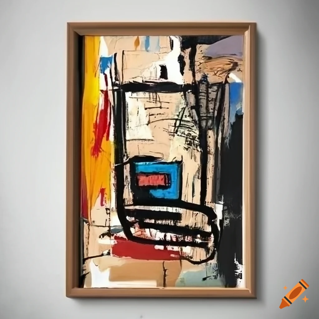 Abstract expressionism art by basquiat in a modern interior setting on ...