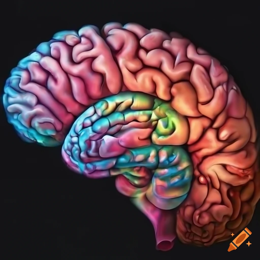 Colorful hyper-realistic brain artwork on Craiyon