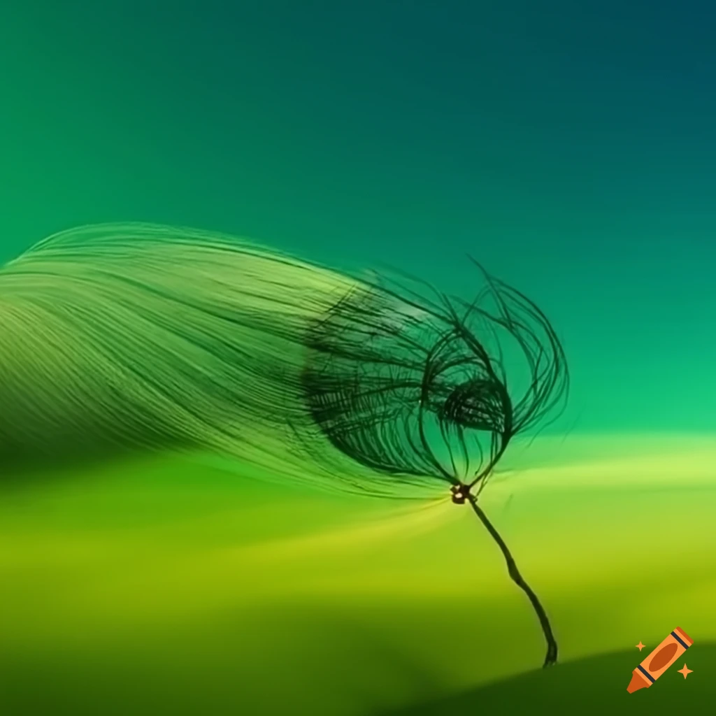 Abstract representation of wind and nature in green tones on Craiyon