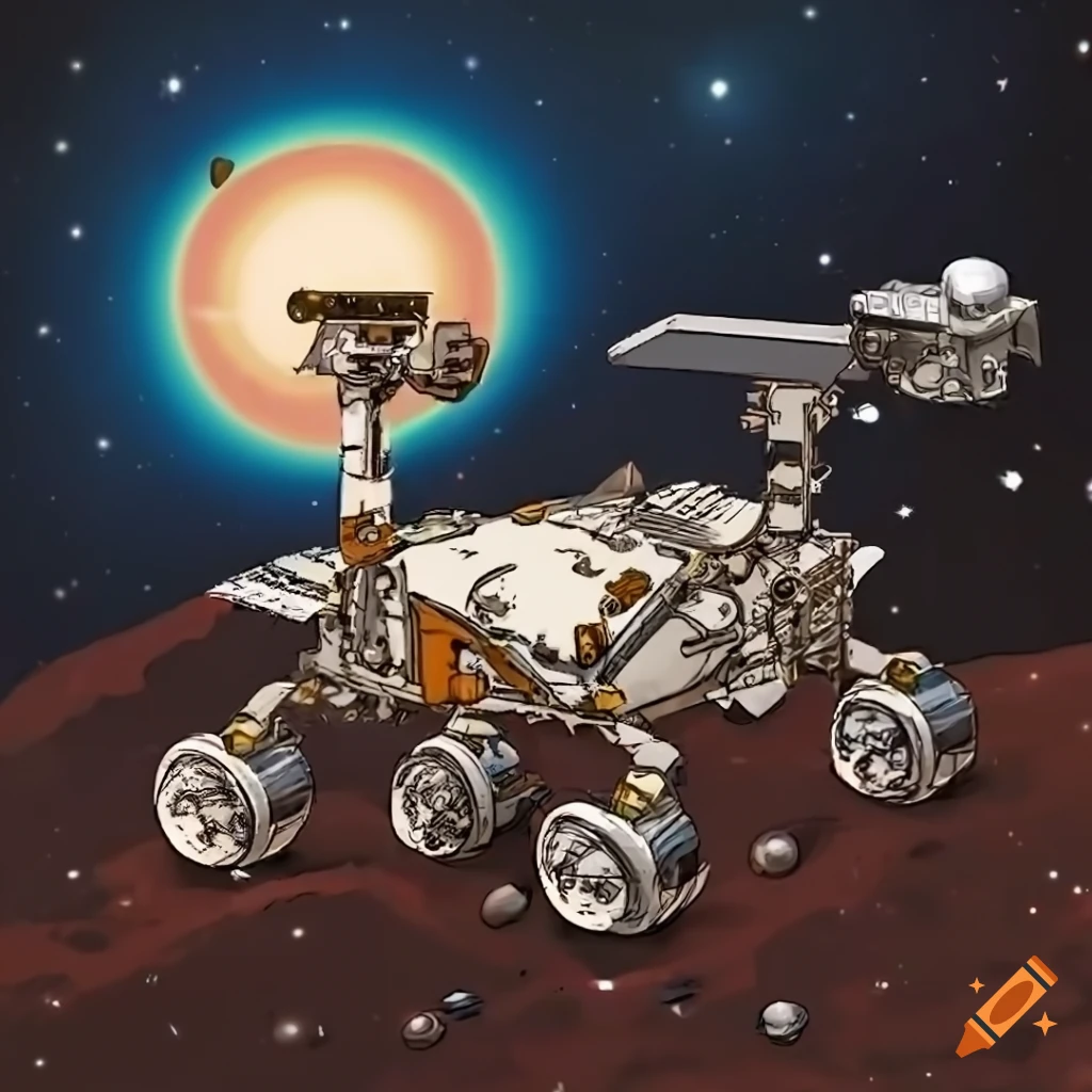 Rover in space artwork in 2d on Craiyon
