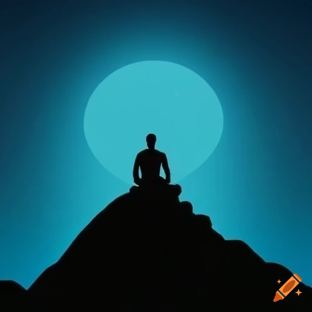 Man observing a massive mountain in awe on Craiyon