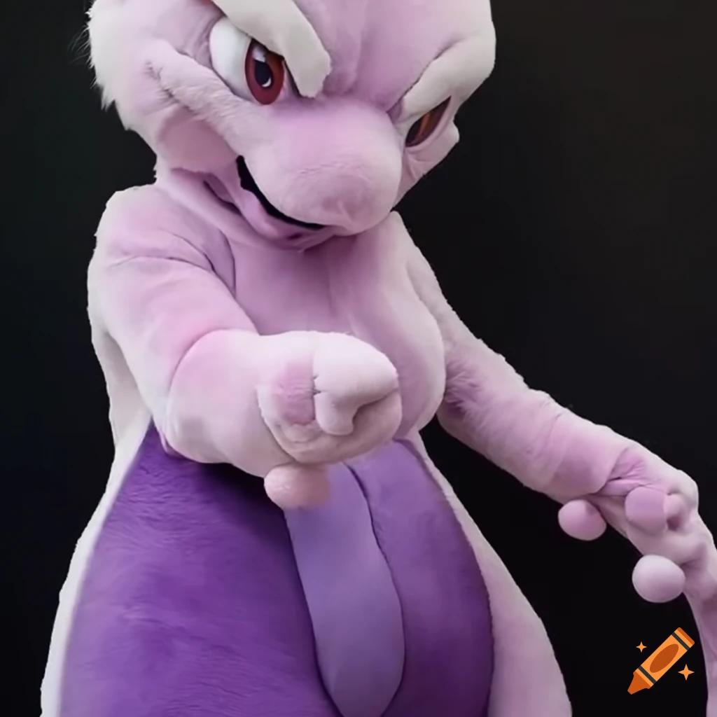 Female employee in mewtwo fursuit at walmart on Craiyon