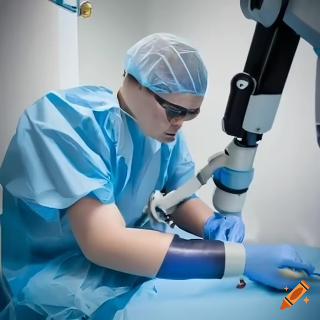 Robotic arm extracting sample in a sterile lab setting on Craiyon