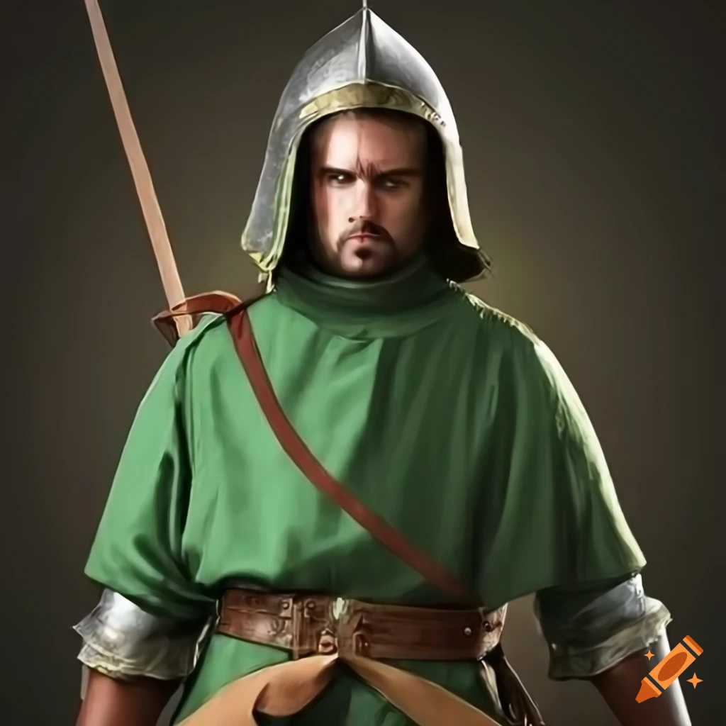 Italian medieval warrior in a green outfit on Craiyon