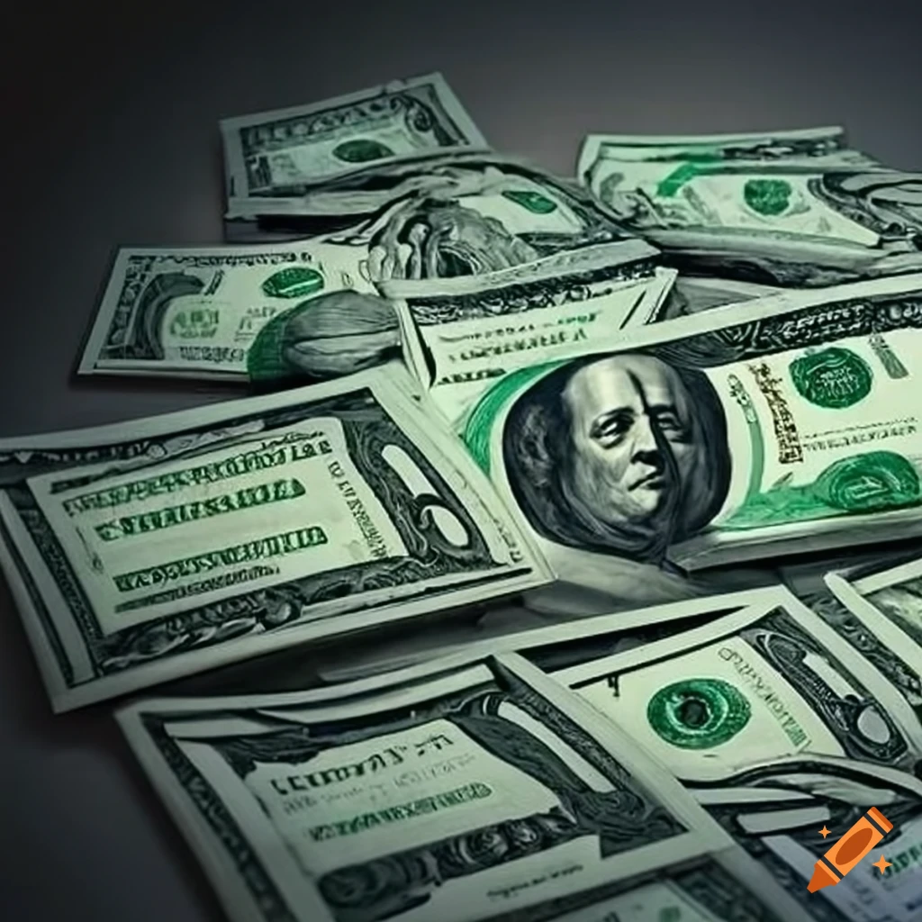 Artistic representation of money on Craiyon