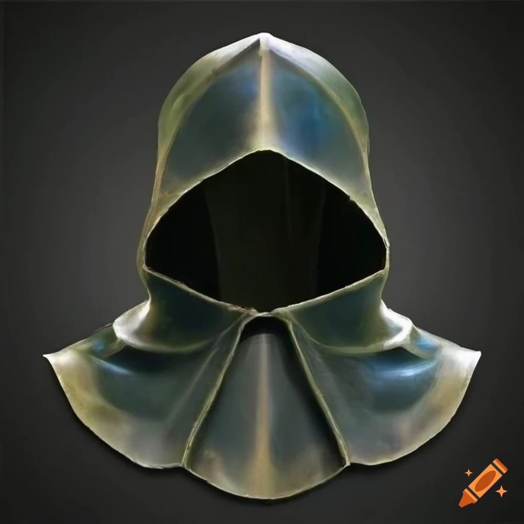 Front view of a detailed medieval-style magical empty cowl in a light ...