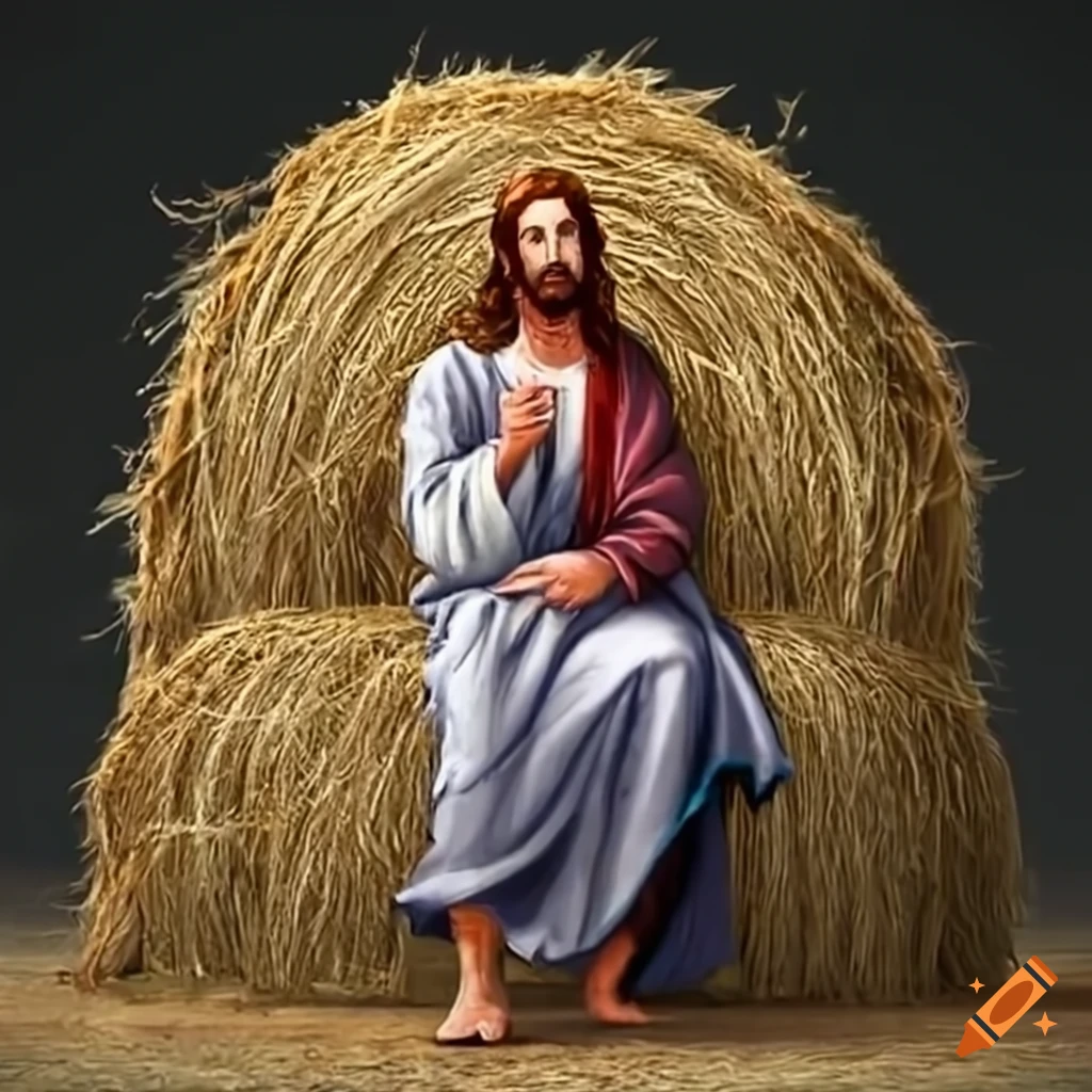 Jesus resting on haystack on Craiyon