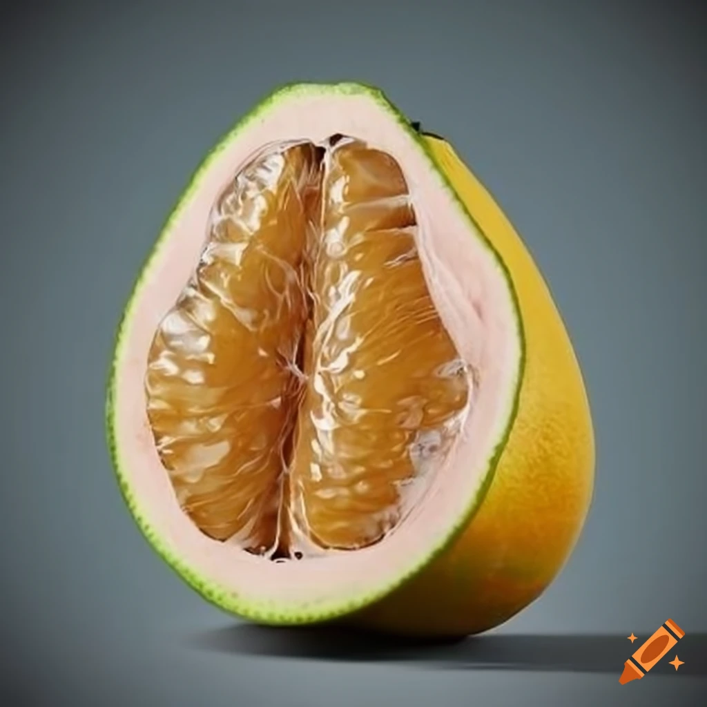 Pomelo fruit with skin removed to display the inside on Craiyon