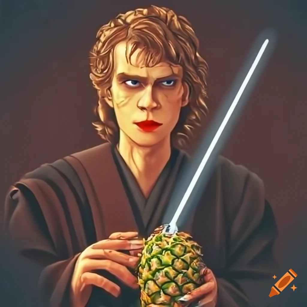 Anakin Skywalker enjoying a pineapple on Craiyon