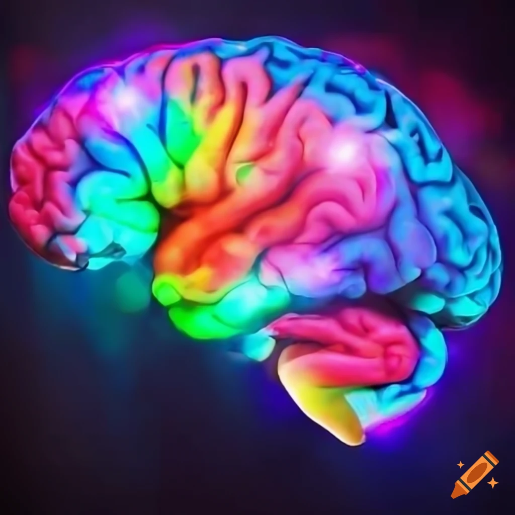 Colorful hyper realistic brain with intricate details on Craiyon