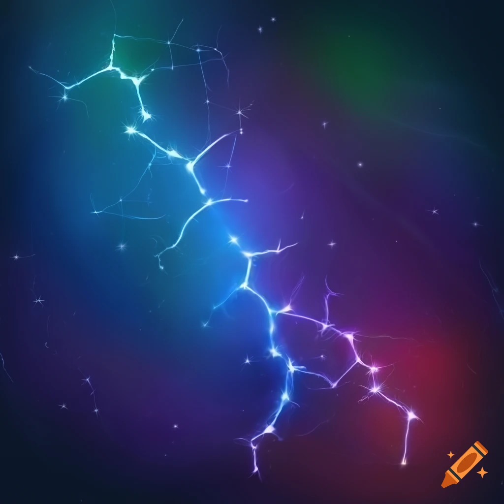 Colorful cracked constellation in blue, red, and green on Craiyon