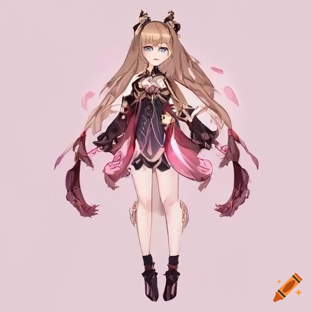 Detailed full-body reference of an anime female character with light ...