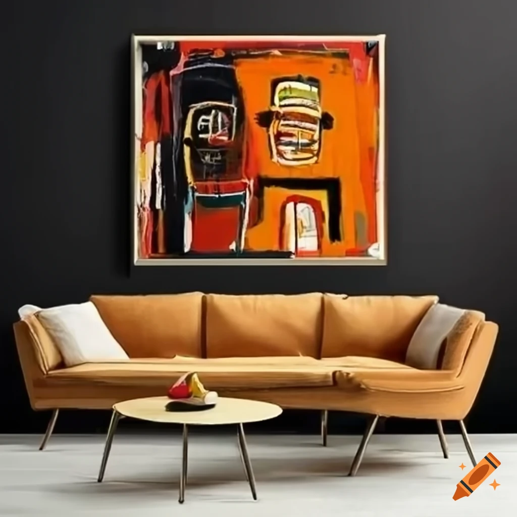 Framed abstract expressionism art in a modern interior inspired by ...