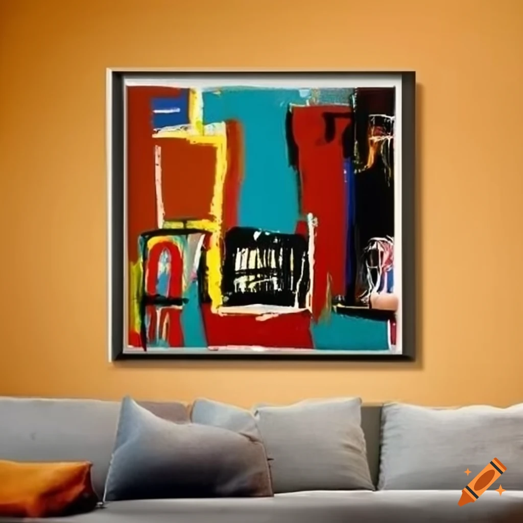 Abstract expressionism art by basquiat in a modern interior on Craiyon